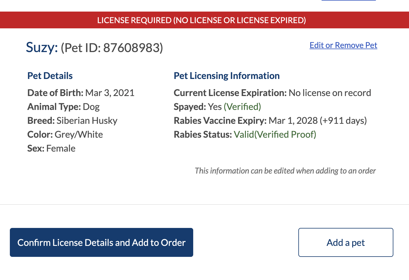 Processing a Legacy License – DocuPet